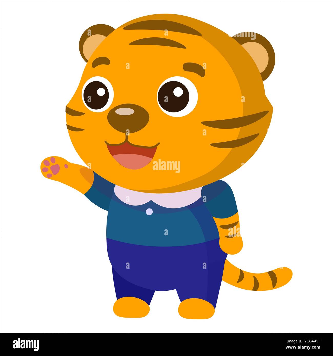 Vector little cartoon tiger smiling and waving Stock Vector Image & Art - Alamy