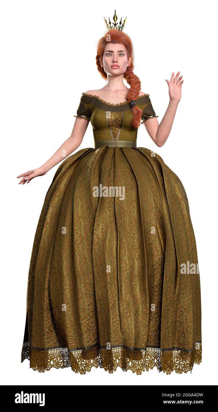 3D rendering of a beautiful fairy tale princess isolated on white ...