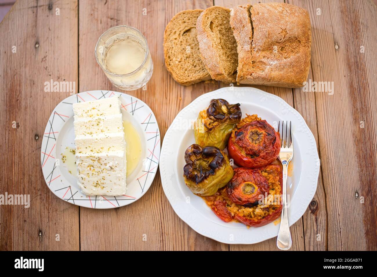 Gemista, Greek traditional food , stuffed tomatoes and peppers with ...