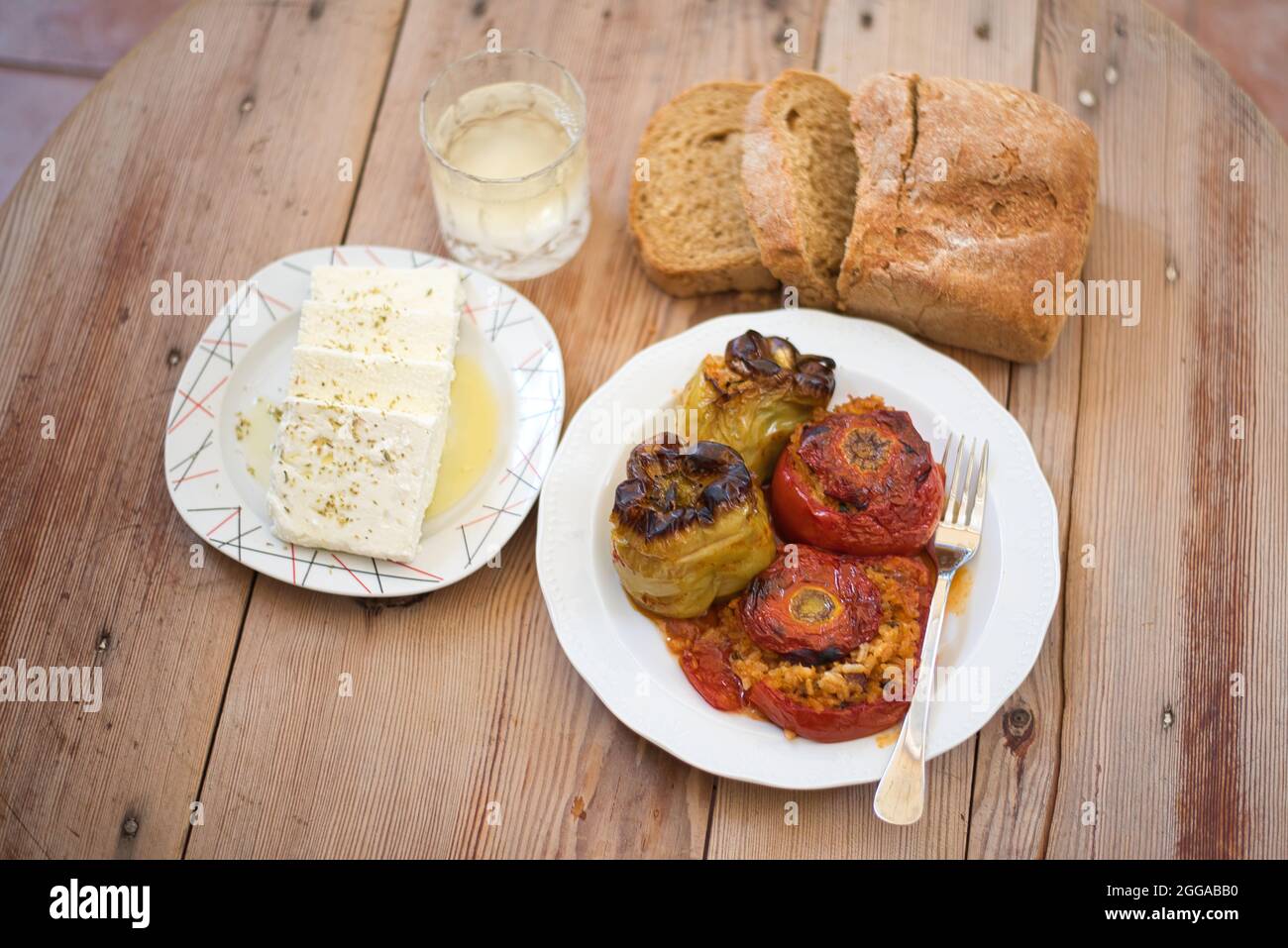 Gemista, Greek traditional food , stuffed tomatoes and peppers with ...