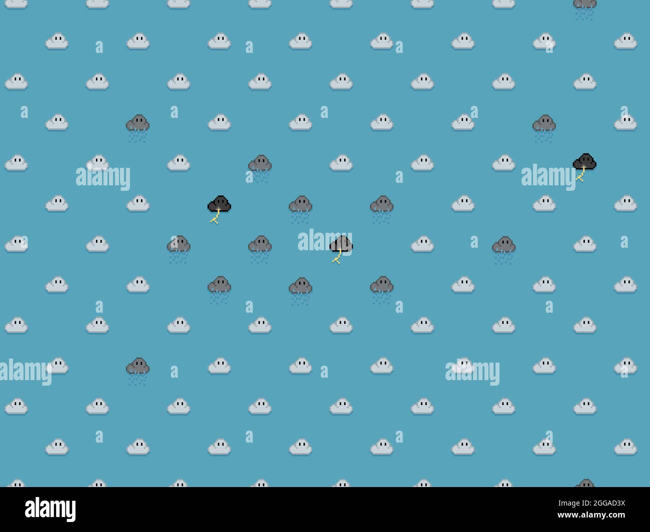 Pixel 8 bit clouds weather background - seamless high res pattern Stock ...