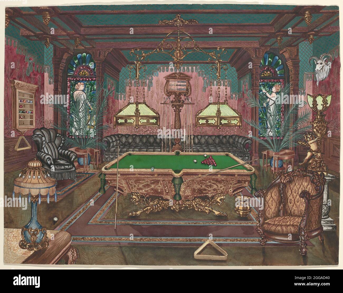 Pool Room, 1890, 1935/1942 Stock Photo - Alamy