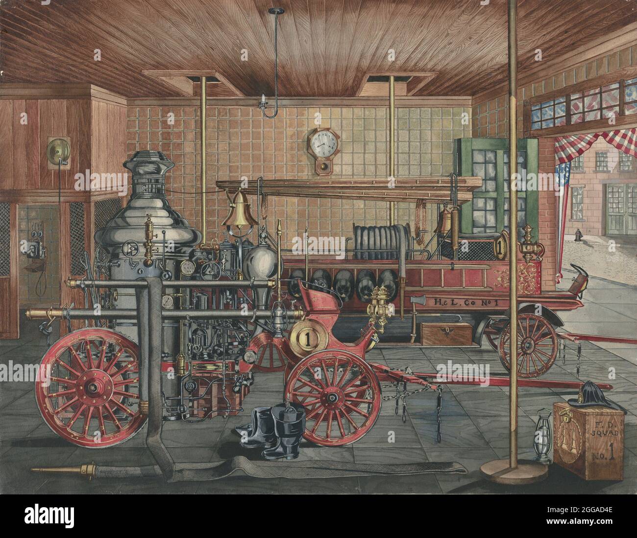 American fire station interior hi-res stock photography and images - Alamy