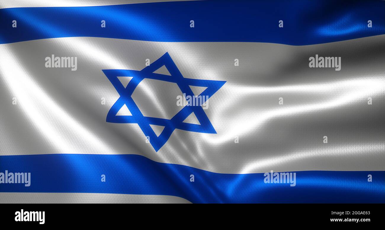 Israel Flag with waving folds, close up view, 3D rendering Stock Photo ...