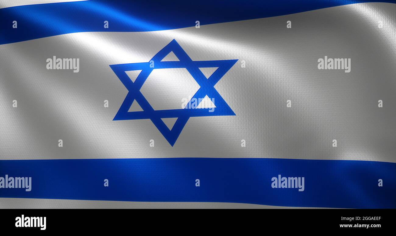 Israel Flag with waving folds, close up view, 3D rendering Stock Photo ...