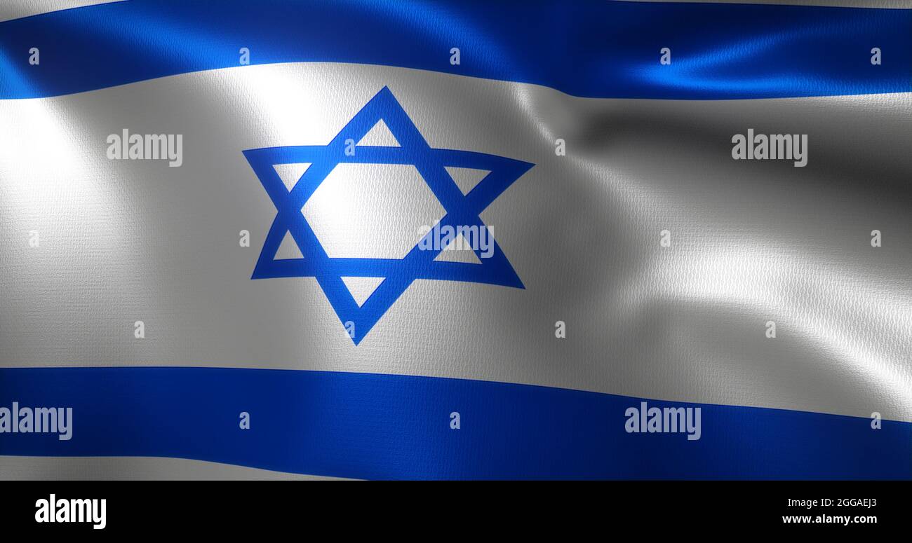 Israel Flag with waving folds, close up view, 3D rendering Stock Photo ...