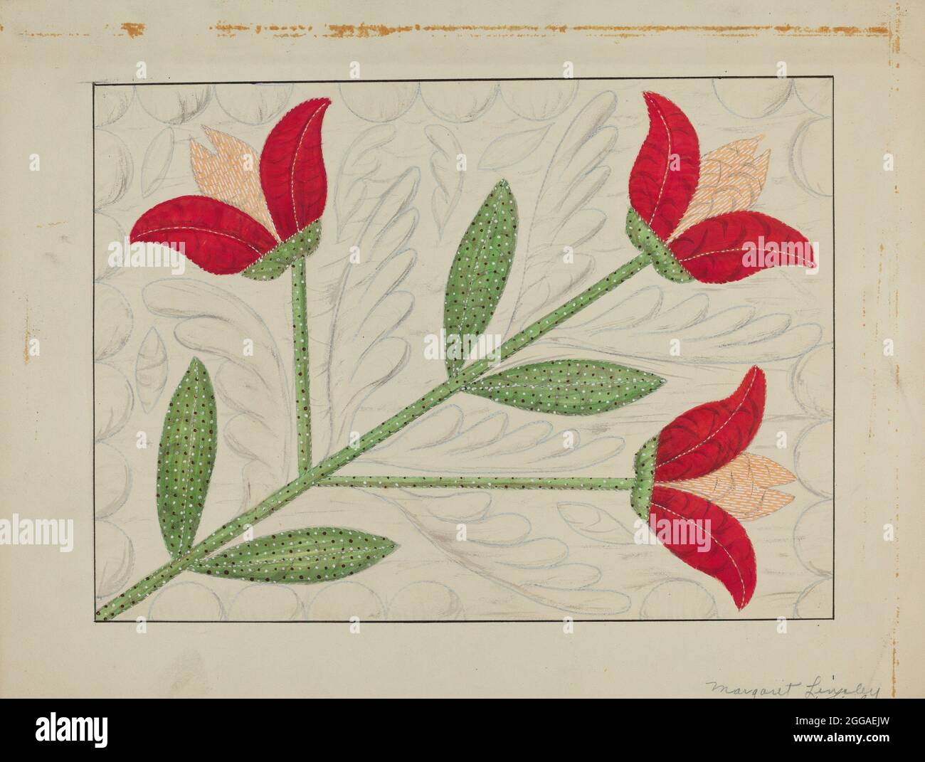 Quilt - Appliqued in Bellflower Design, c. 1937 Stock Photo - Alamy