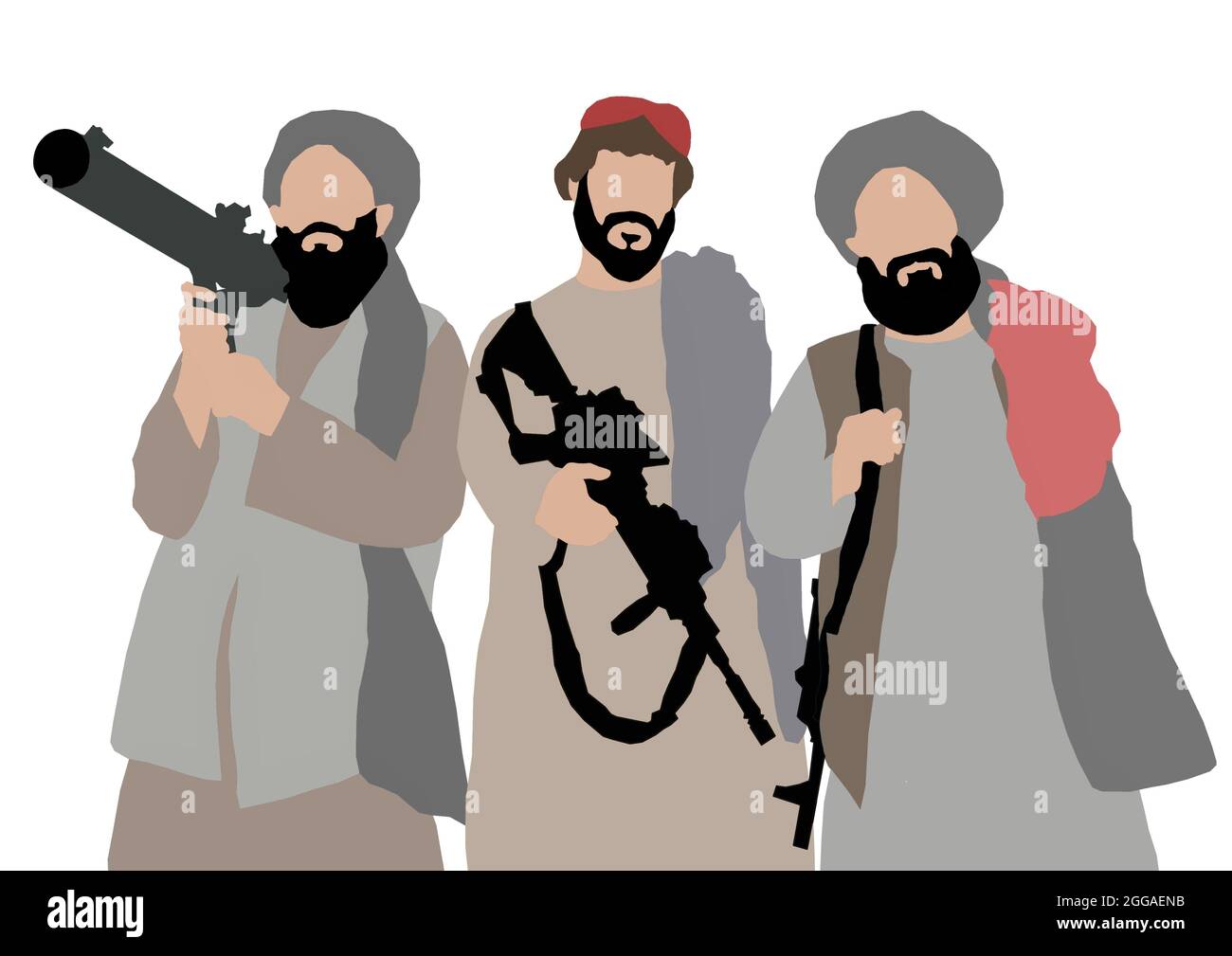 Bloody peace in Kabul Afghanistan, Taliban with weapons in peace symbol ...