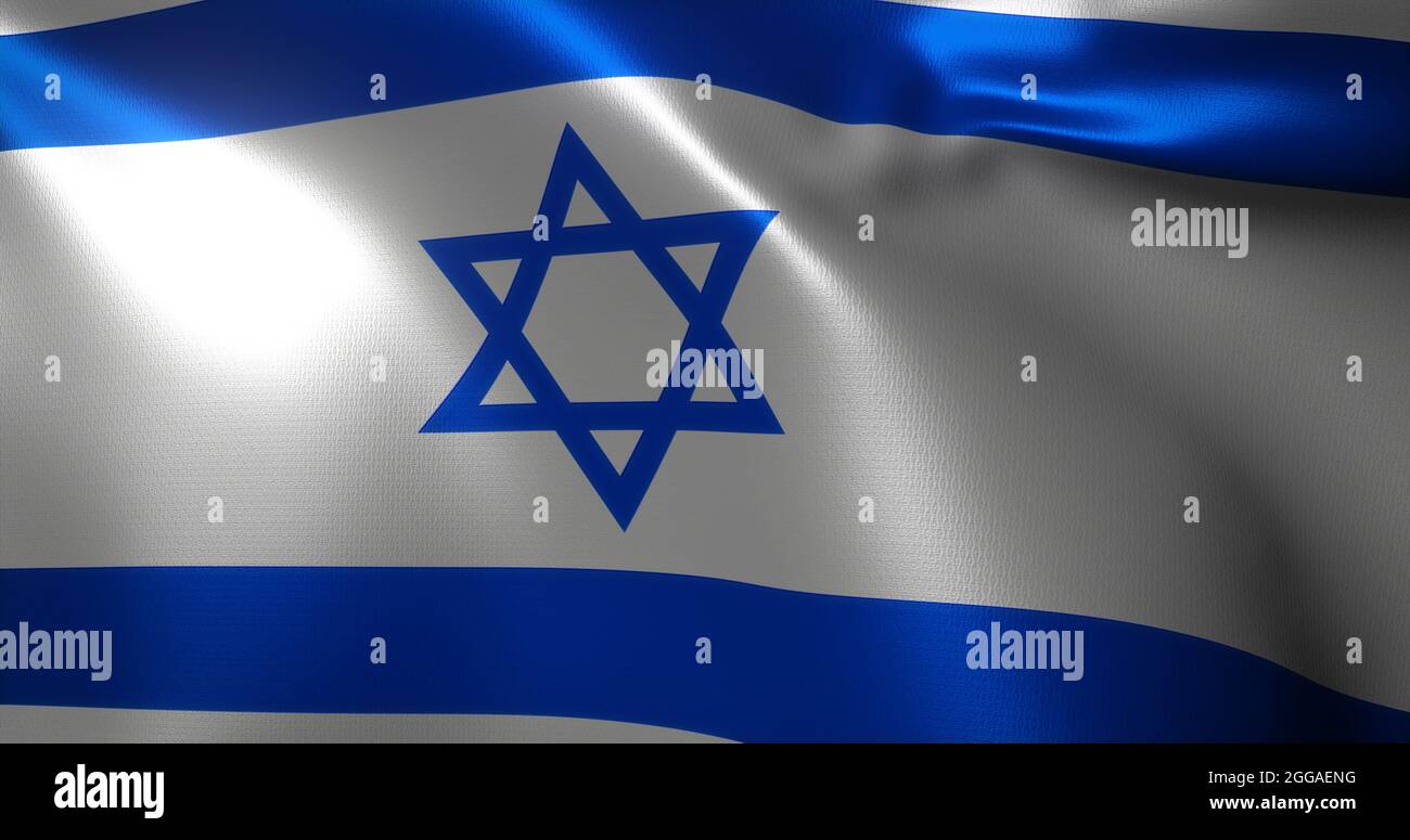 Israel Flag with waving folds, close up view, 3D rendering Stock Photo ...