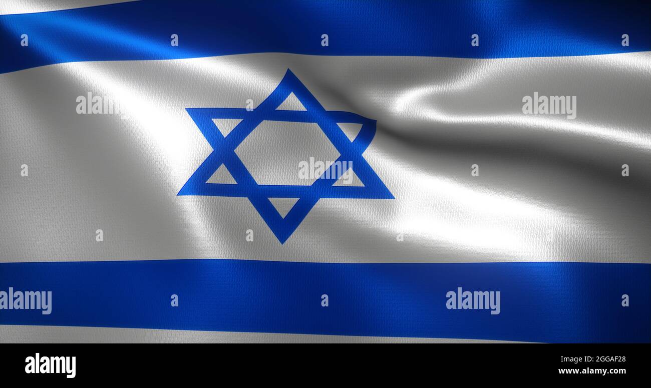 Israel Flag with waving folds, close up view, 3D rendering Stock Photo ...