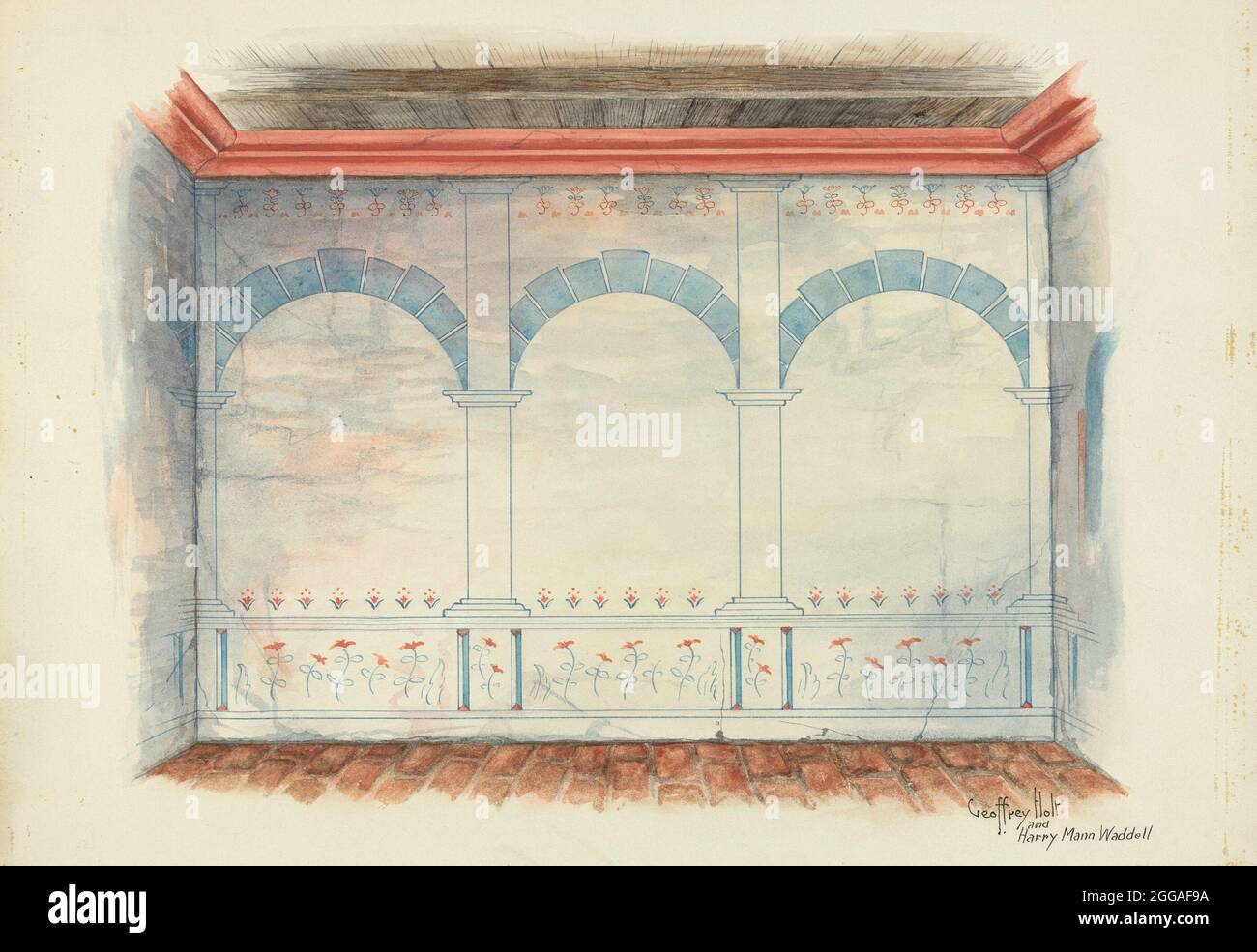 Restoration Drawing: Wall Painting, c. 1939 Stock Photo - Alamy
