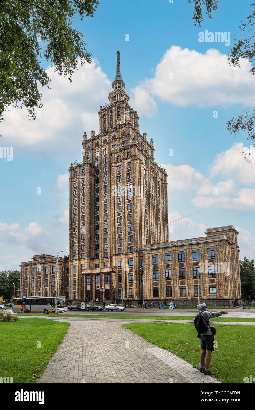 Riga, Latvia. August 2021. panoramic view of the Latvian Academy of ...