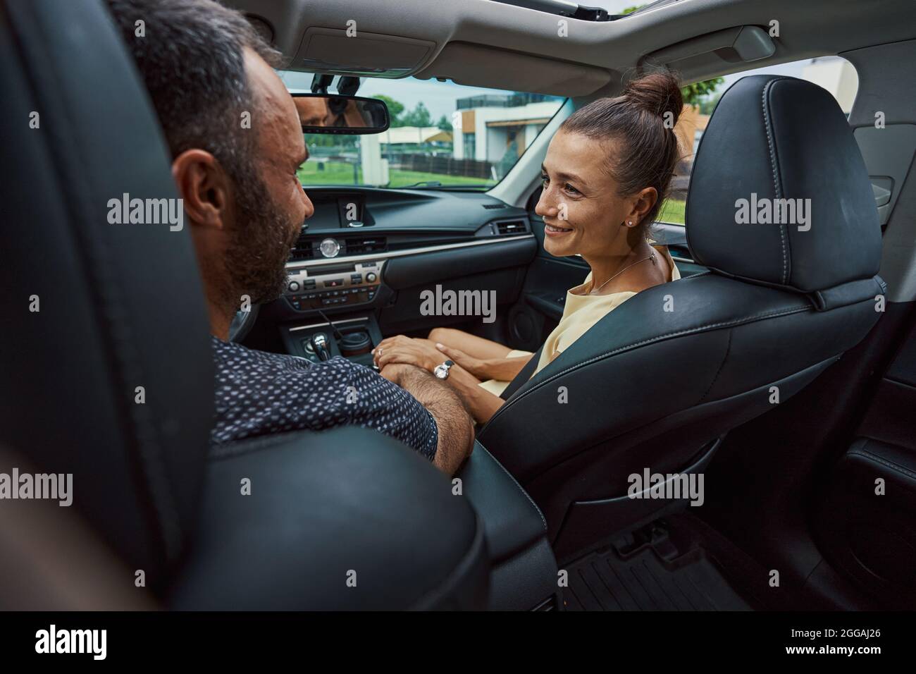 Romantic atmosphere between two cheerful young people Stock Photo - Alamy