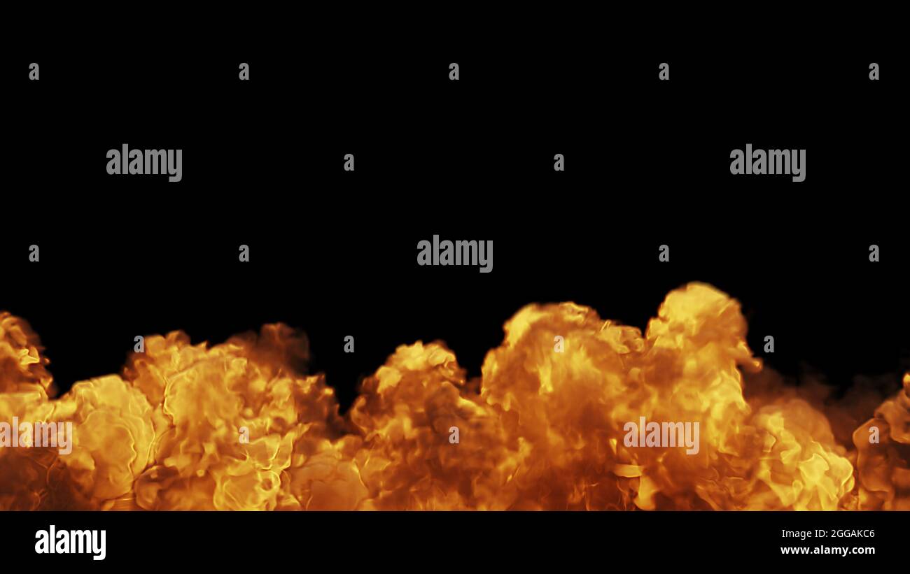A fiery flaming explosion on a black background Stock Photo - Alamy