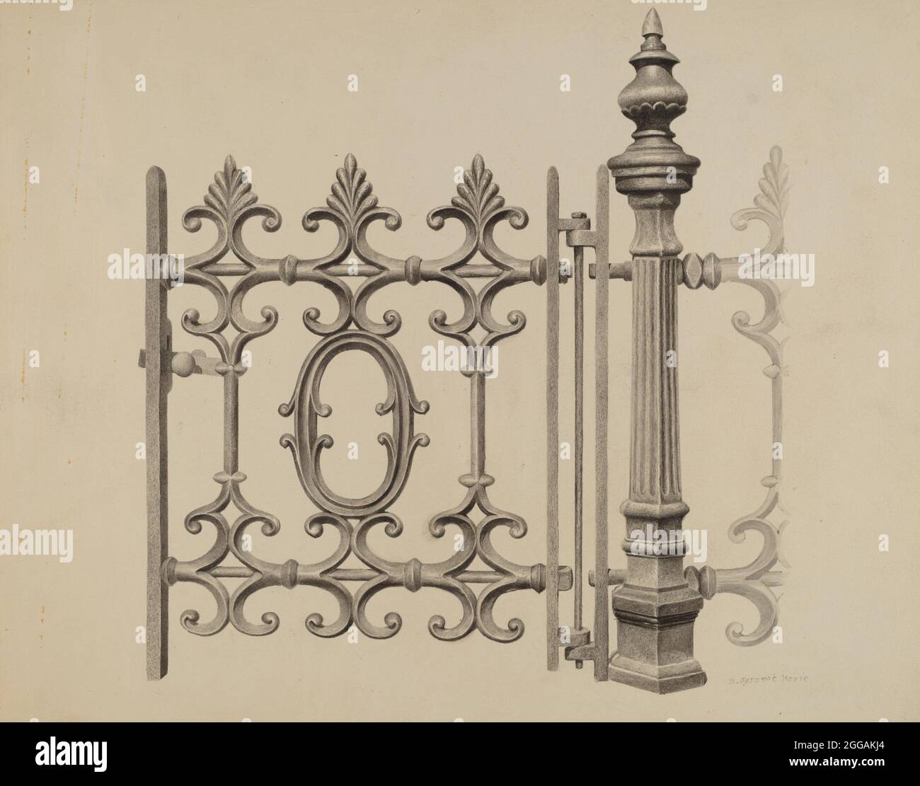 Gate and Gatepost, c. 1939 Stock Photo - Alamy