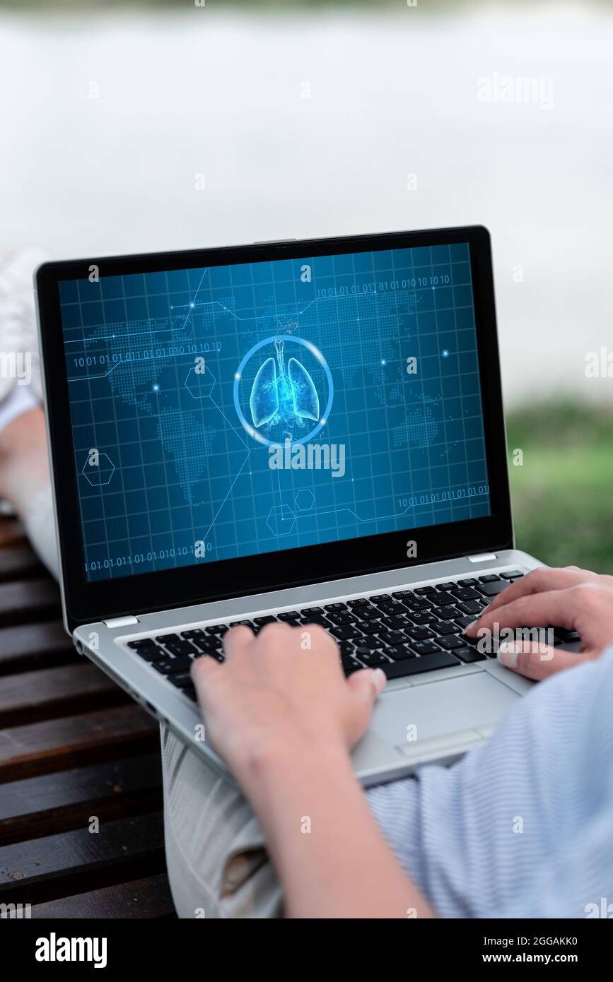 Laptop Resting On Lap Of Woman With Flat Legs Outdoors Accomplishing ...