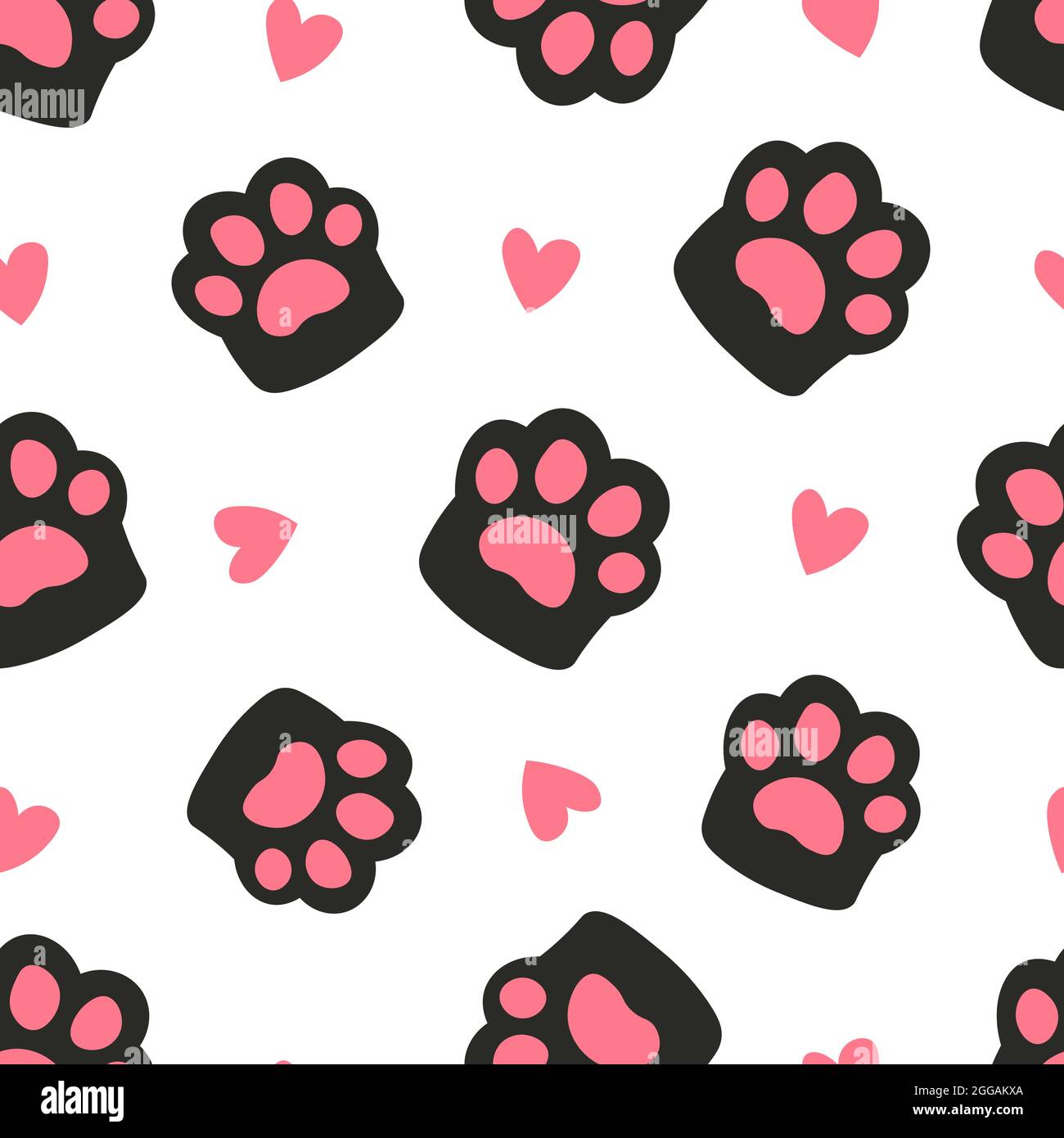 Cute print for t-shirts, design, packaging. Paw and heart seamless ...