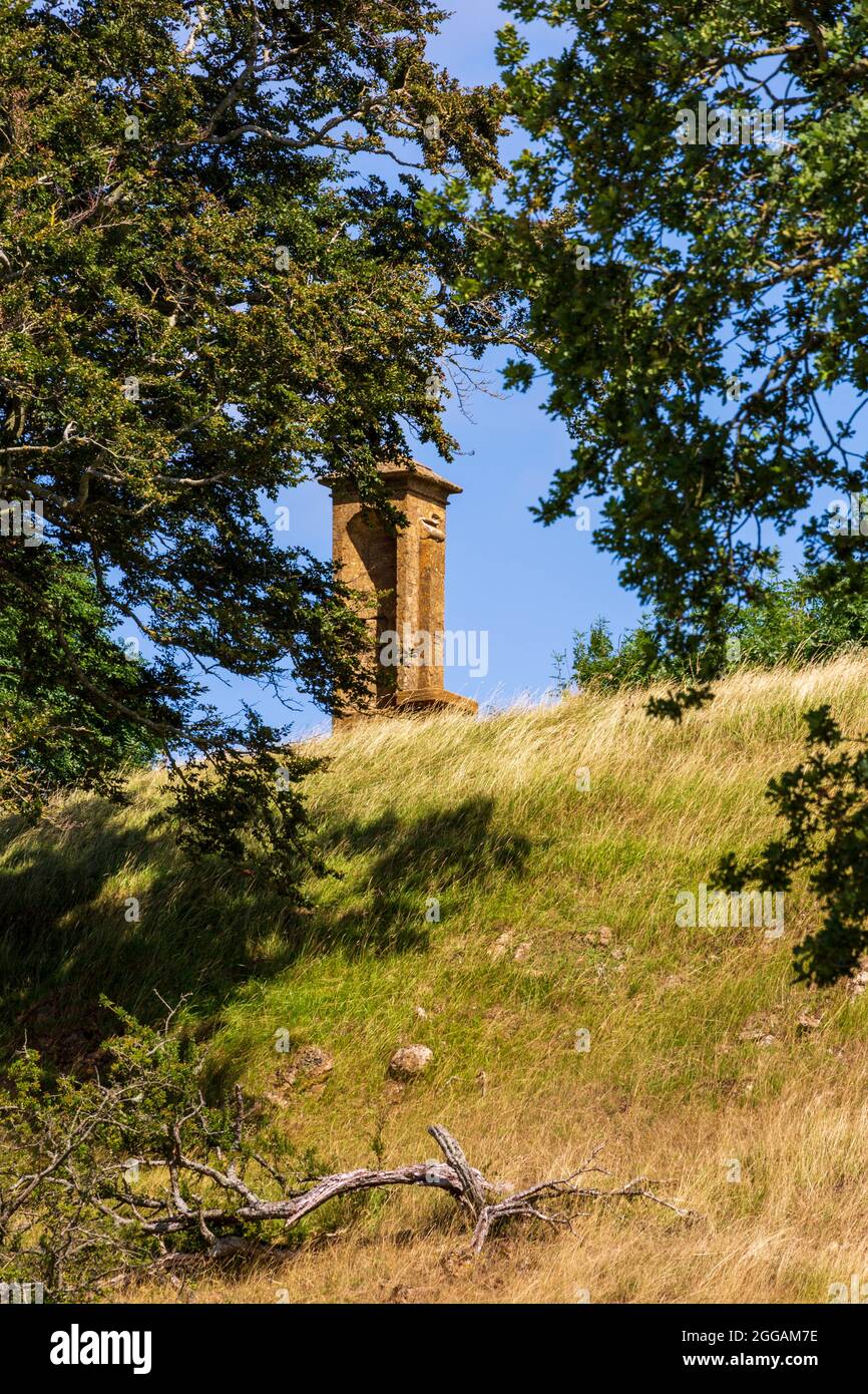 Cromwell's Seat Monument at Beckbury Iron Age Hillfort overlooking the ...