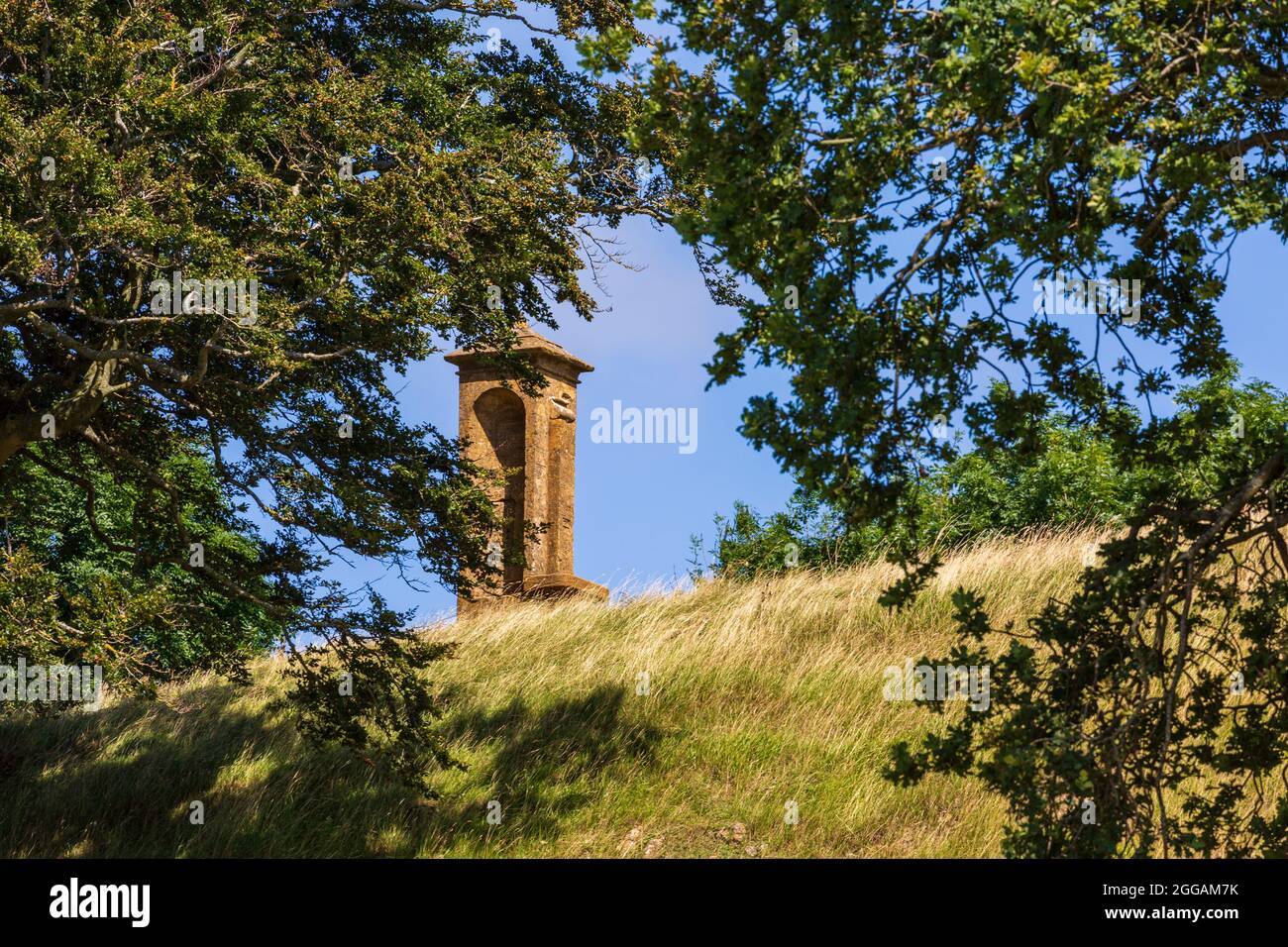 Cromwell's Seat Monument at Beckbury Iron Age Hillfort overlooking the ...