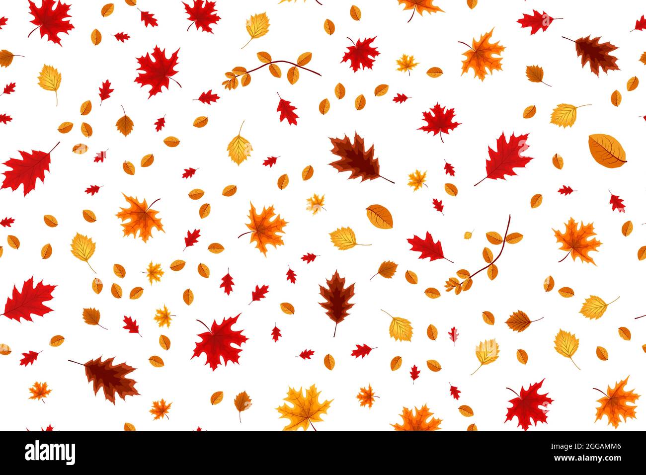 Autumn seamless pattern background with falling leaves. Vector ...