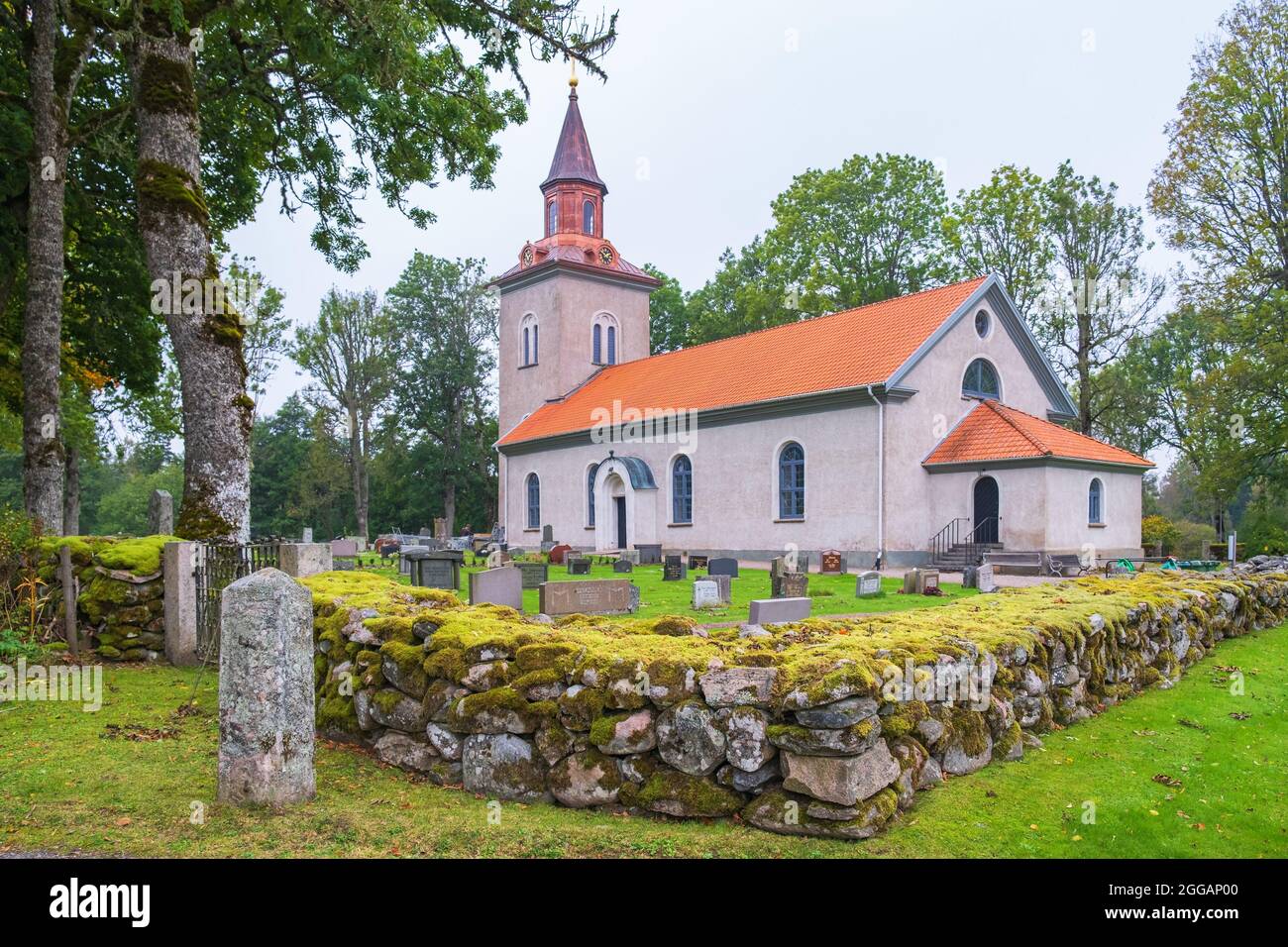 Old Swedish country church with a stone wall Stock Photo - Alamy
