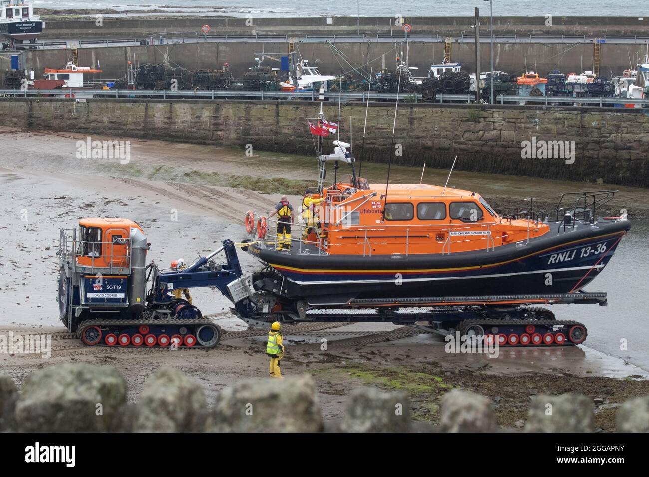 Shannon Class Lifeboat RNLB John and Elizabeth Allan is prepared for ...