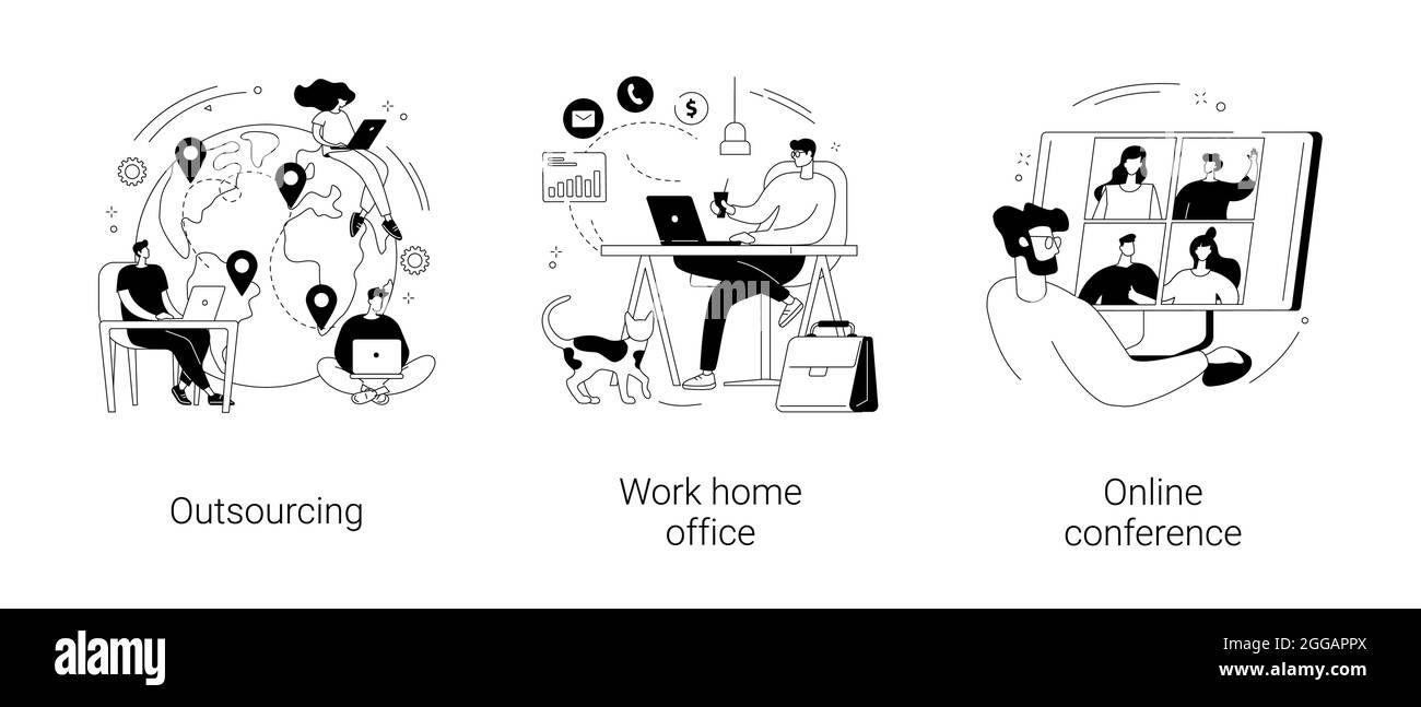Distance working abstract concept vector illustrations Stock Vector ...