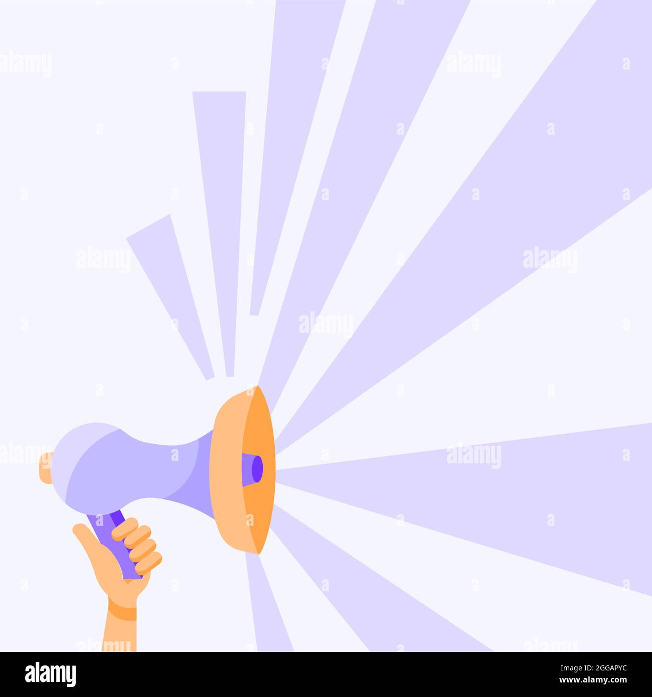 Illustration Of Hand Holding Megaphone With Sun Ray Making New ...