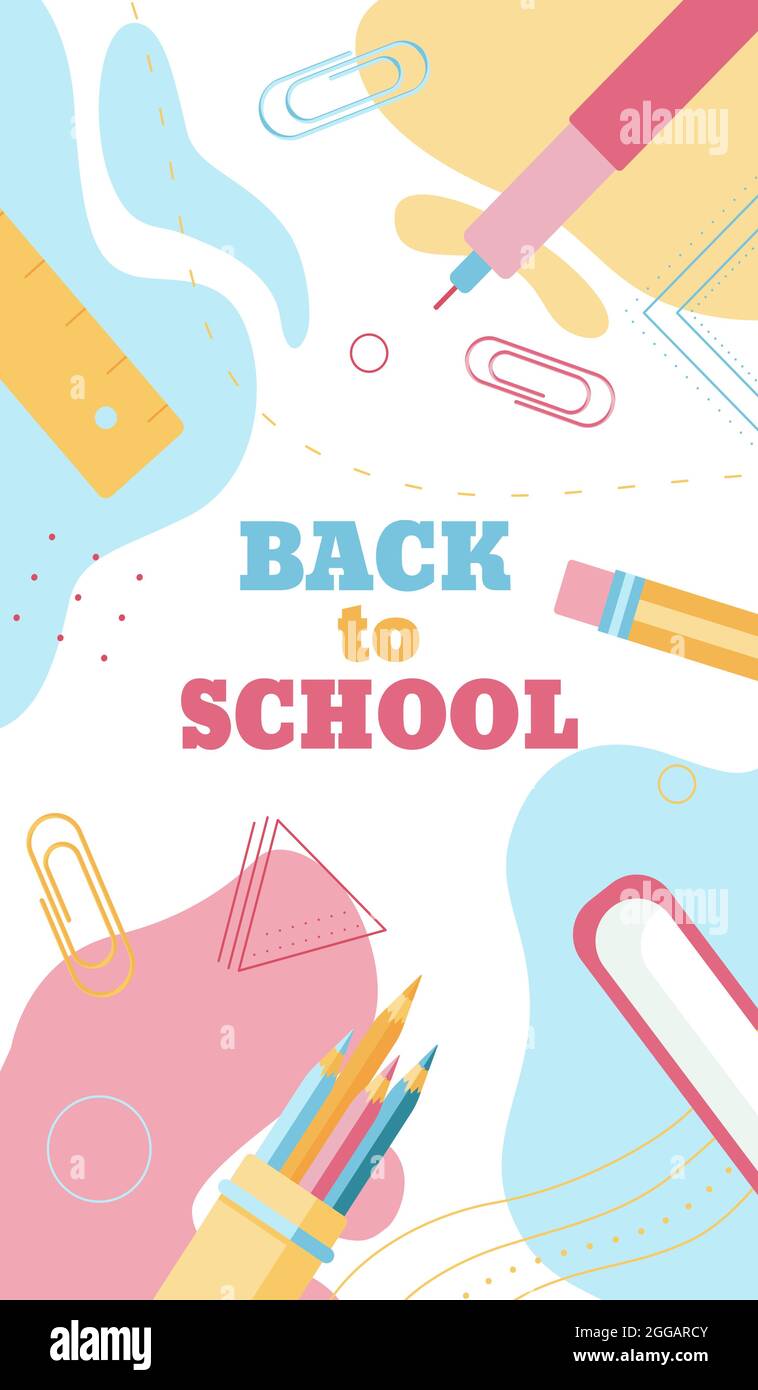 Back to school banners concept in pastel flat style, isolated on ...