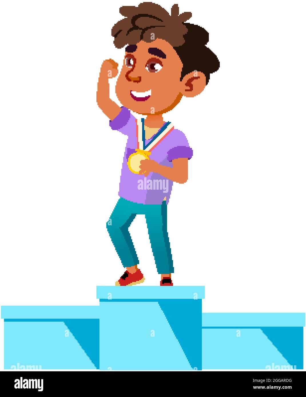 Boy Celebrate Victory In Sport Championship Vector Stock Vector Image ...