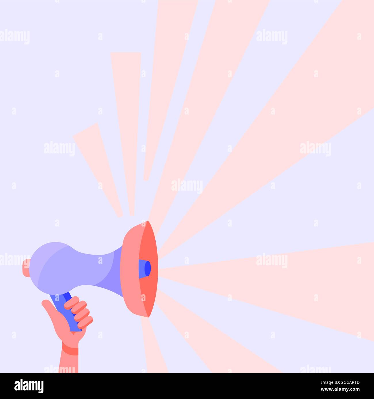 Illustration Of Hand Holding Megaphone With Sun Ray Making New ...