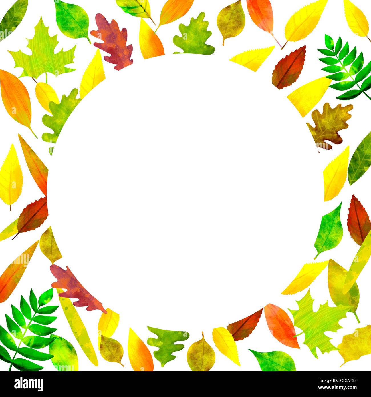 Autumn frame watercolor illustration with leaves Stock Photo - Alamy