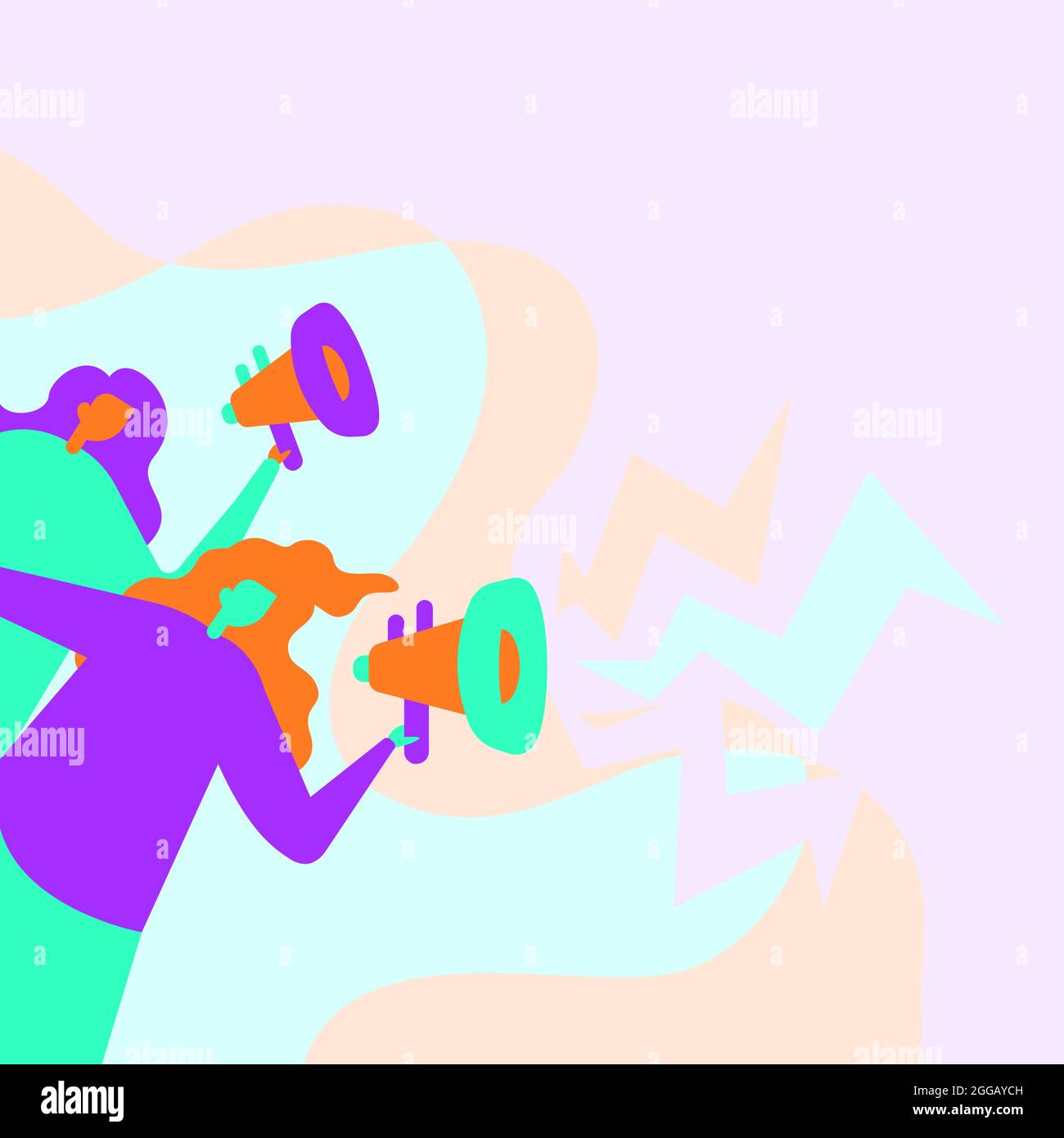 Women Drawing Holding Their Megaphones Loudly Making New Announcement ...