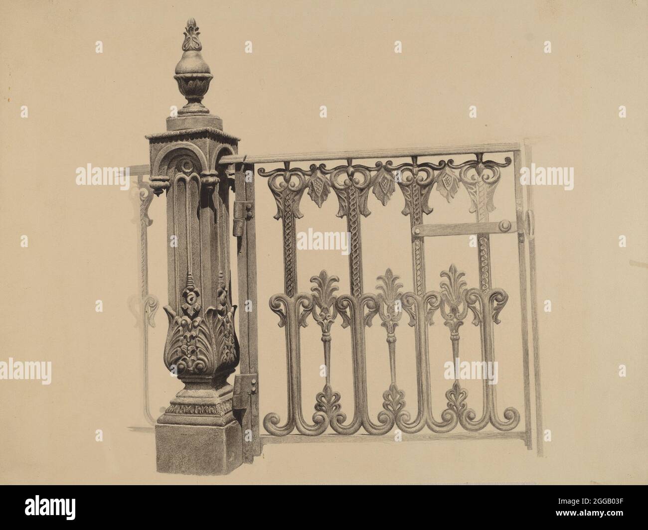 Gate and Gatepost, 1935/1942 Stock Photo - Alamy