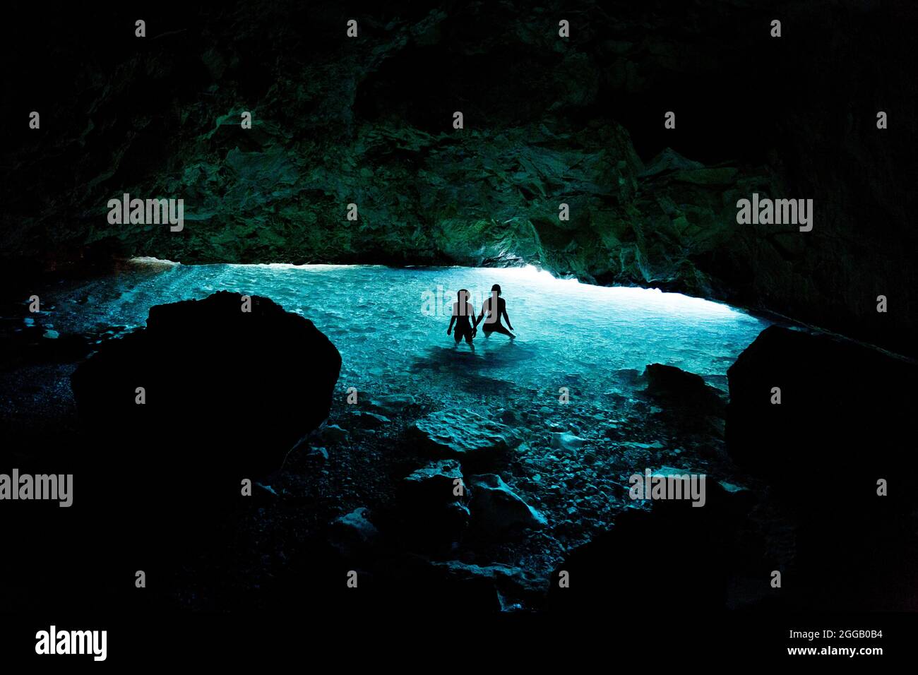 Mother and son on a speedboat trip to remote karaburun peninsula ...