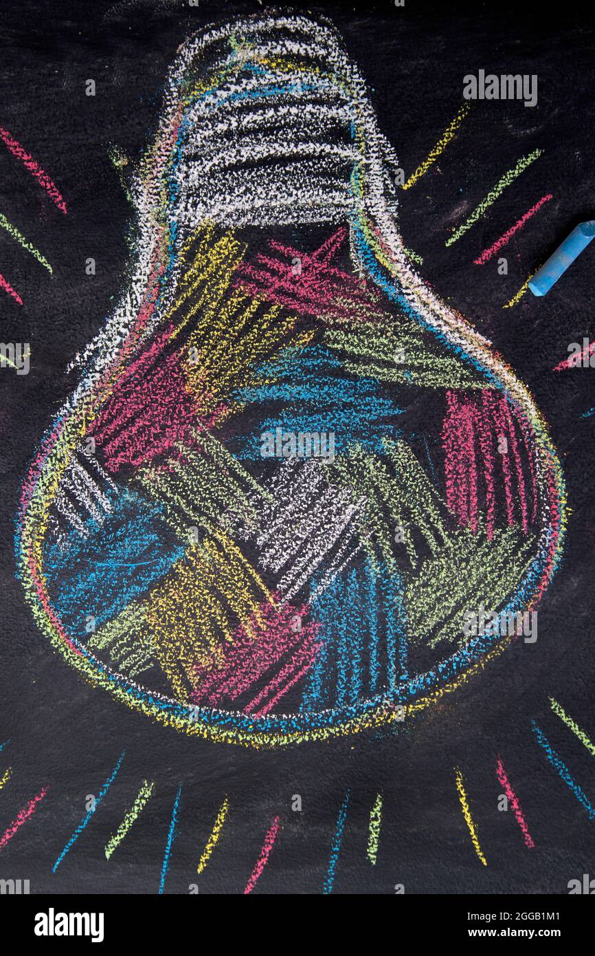 Graphic representation with chalk on the blackboard of the concept of ...