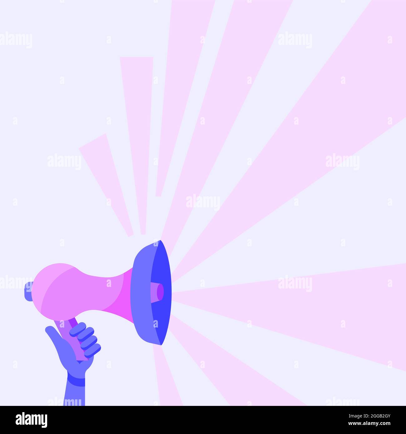 Illustration Of Hand Holding Megaphone With Sun Ray Making New ...