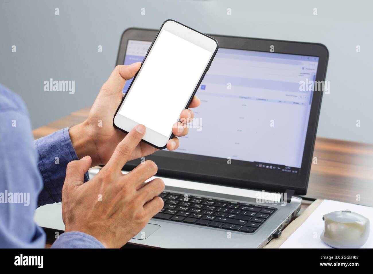 Devices in hand using hi-res stock photography and images - Alamy