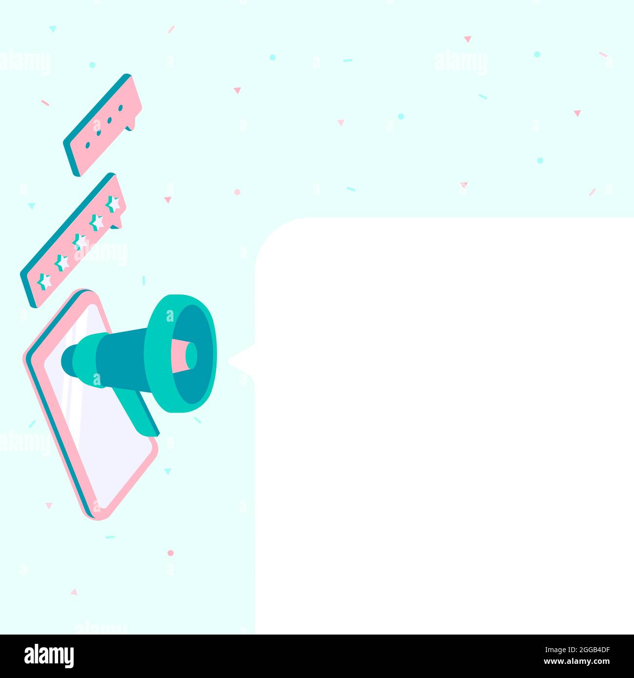 Tablet Drawing With Megaphone Making New Announcement To A Chat Box ...