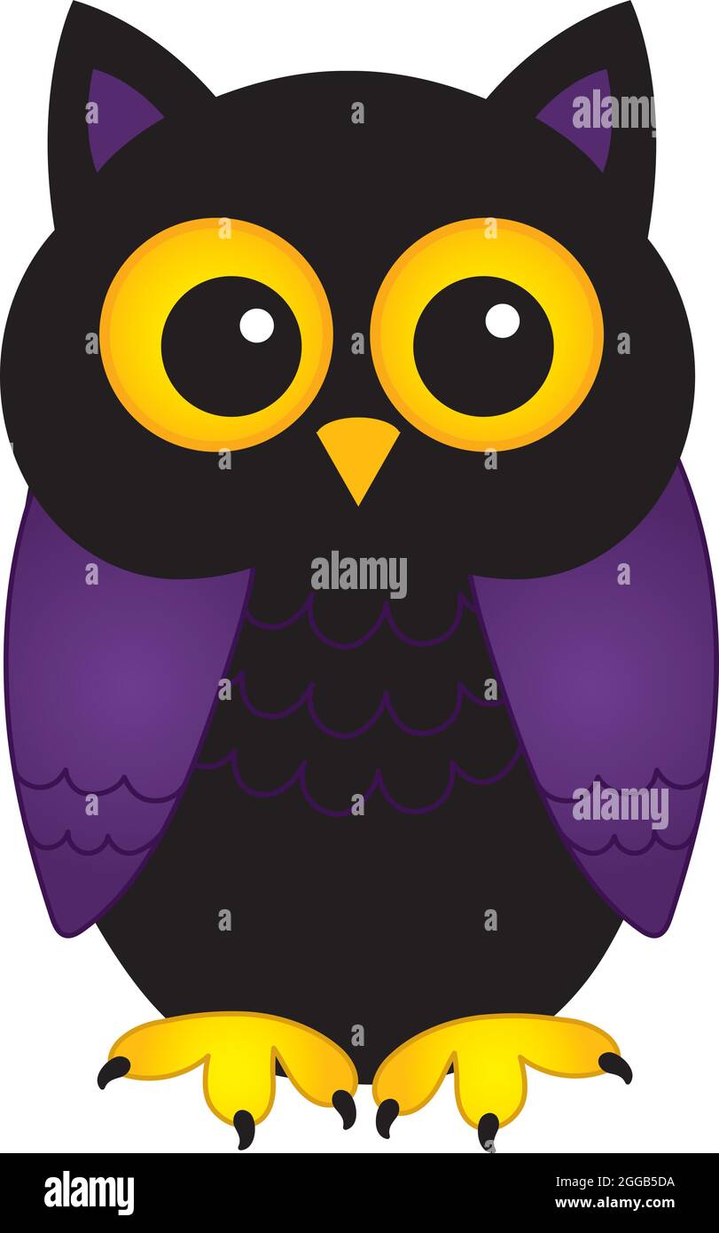 Cute Halloween Owl. Black and Purple Halloween Owl Stock Vector Image ...