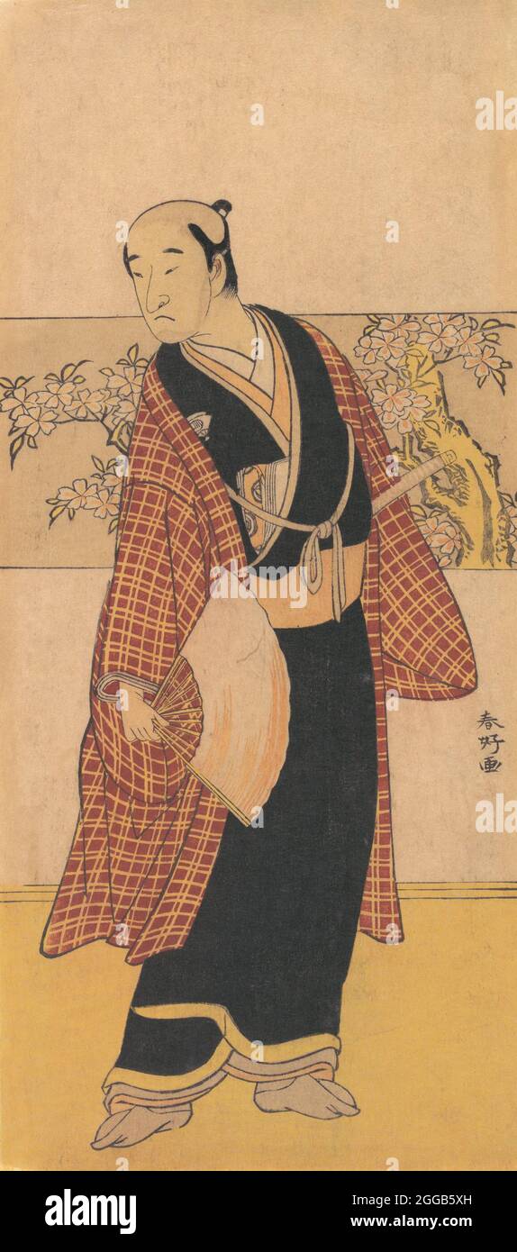 An Unidentified Actor Stands with an Open Fan in His Hand, 1743-1812 ...