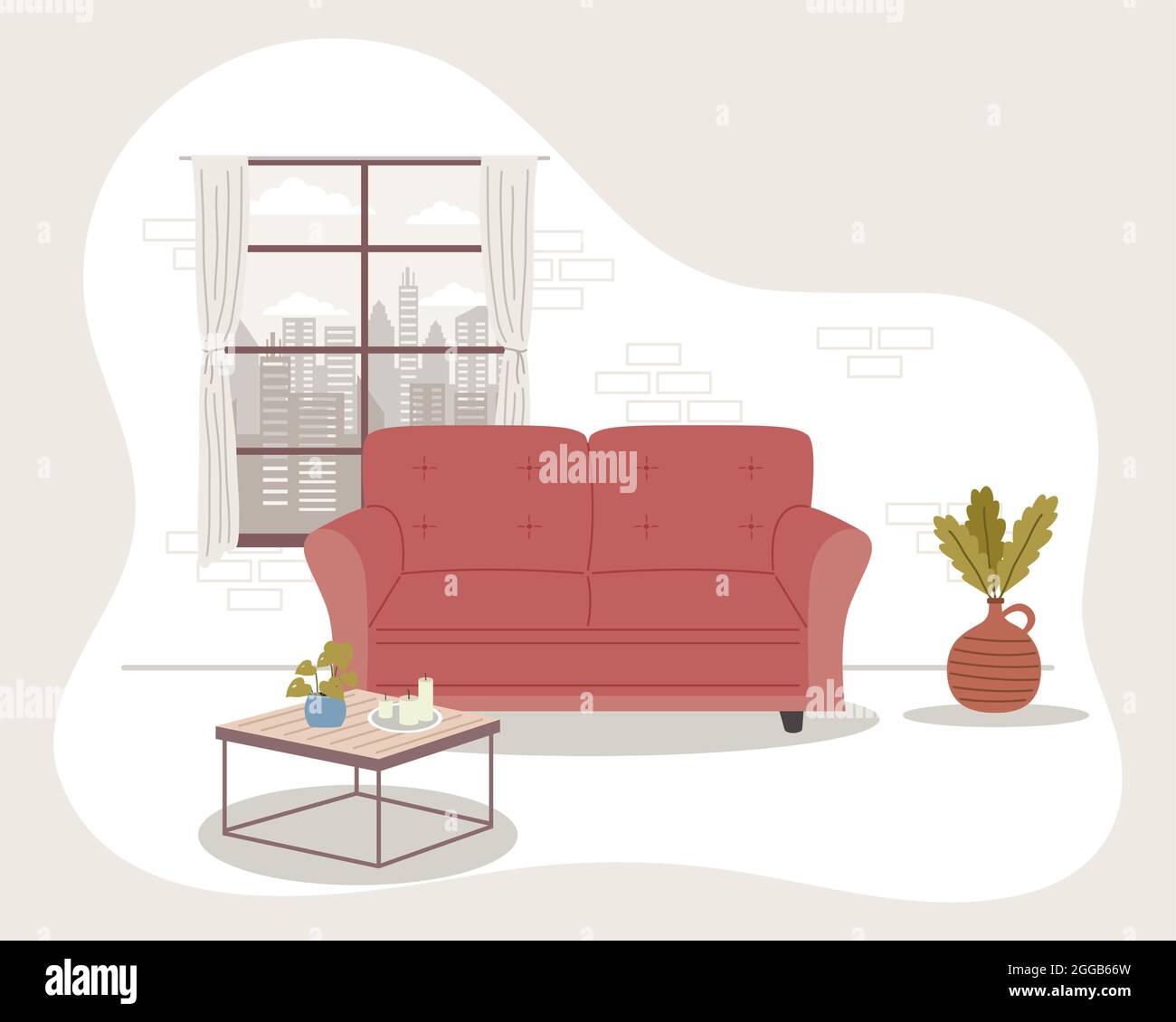 living room of comfy house Stock Vector Image & Art - Alamy