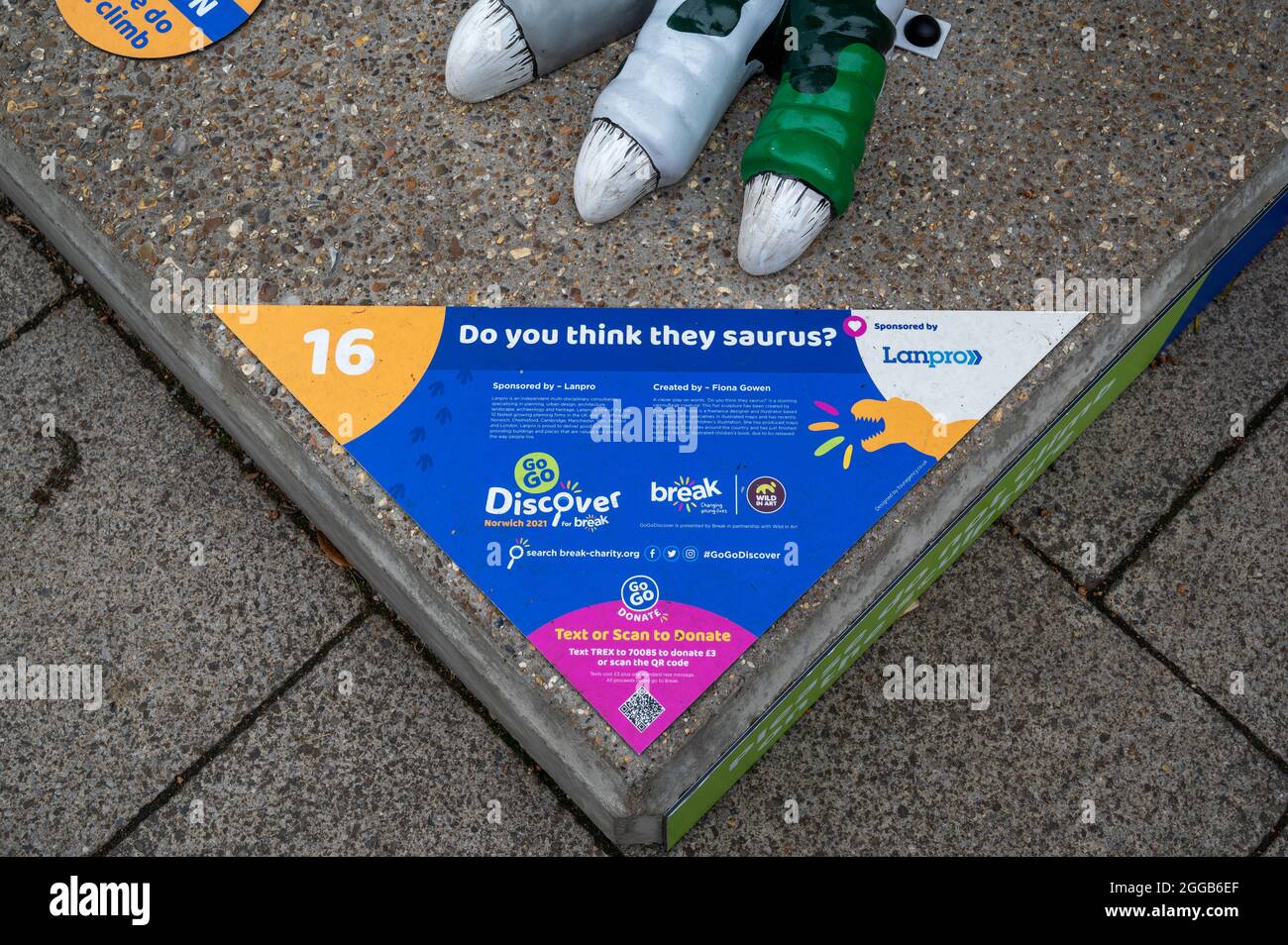 Raising awareness for childrens charity break T rex scuplture GoGo ...