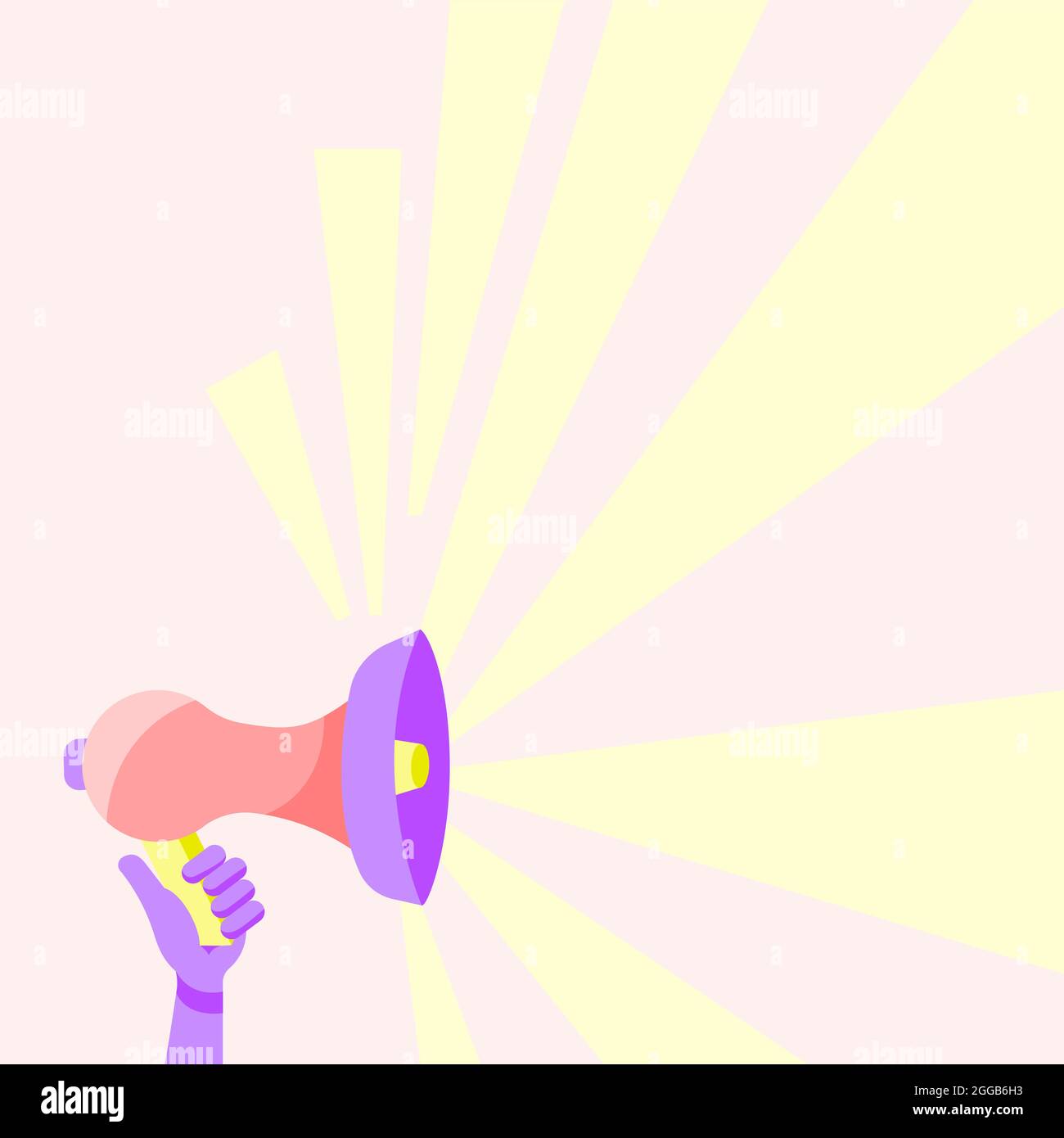 Illustration Of Hand Holding Megaphone With Sun Ray Making New ...