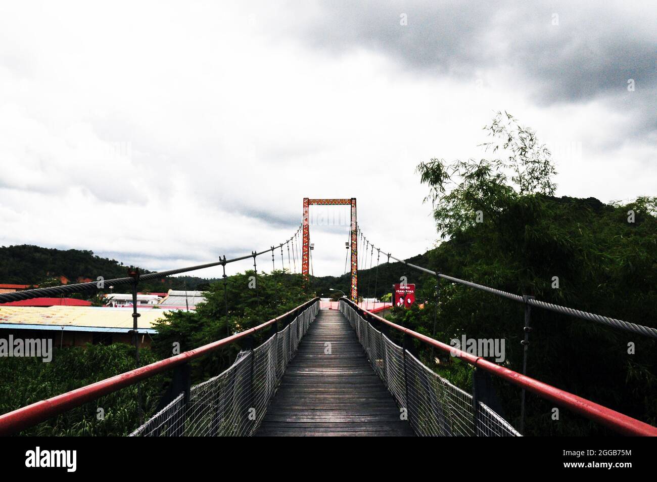 Tamparuli Suspension Bridge, decorated with Linangkit weaving pattern ...