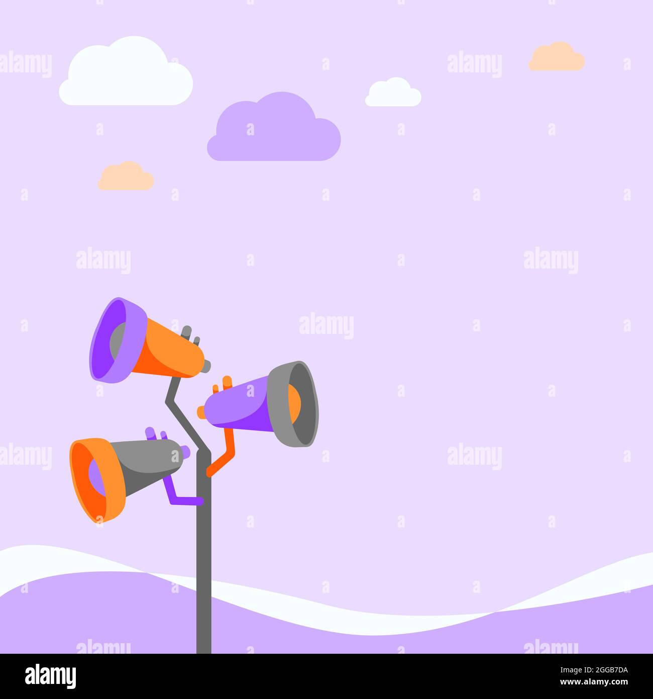 Pole Megaphones Drawing Making New Announcement To An Open Space Under ...