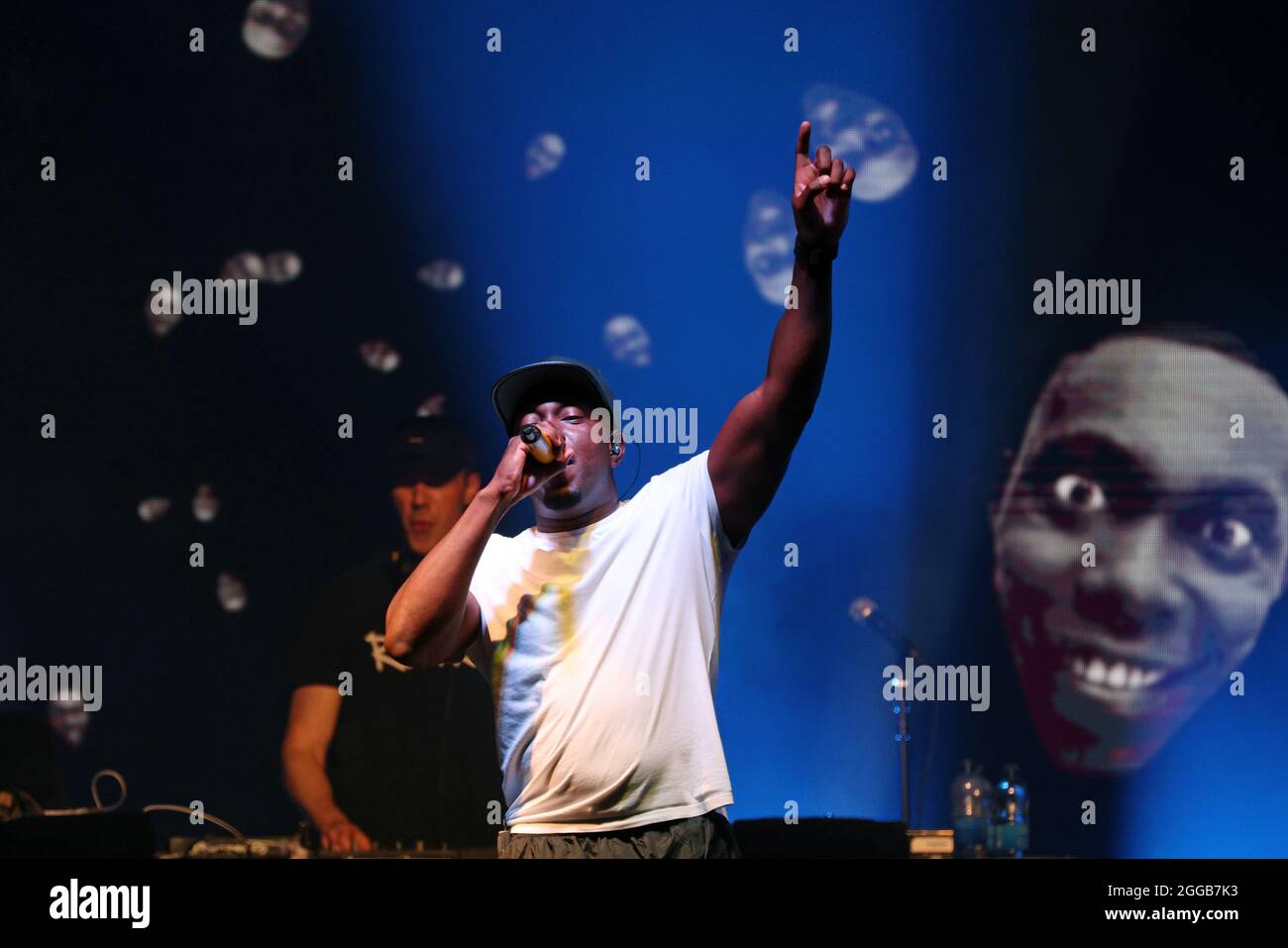 English rapper Dizzee Rascal performs at Silverstone 28 August 2021 ...