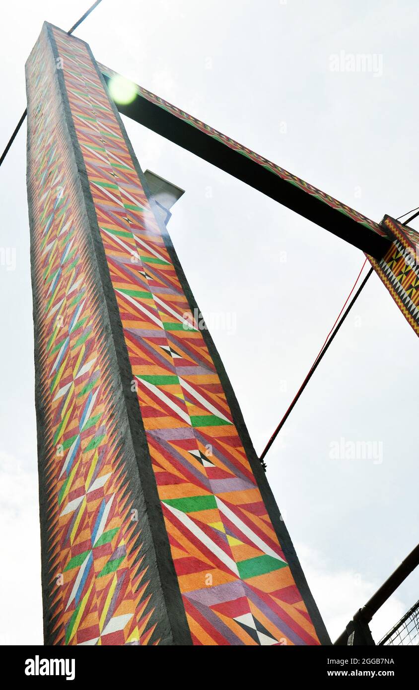 Tamparuli Suspension Bridge, decorated with Linangkit weaving pattern ...
