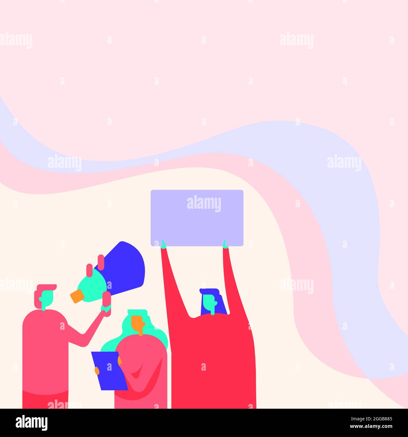 A Group Of Activist Holding Thier Megaphones And Placards Making ...