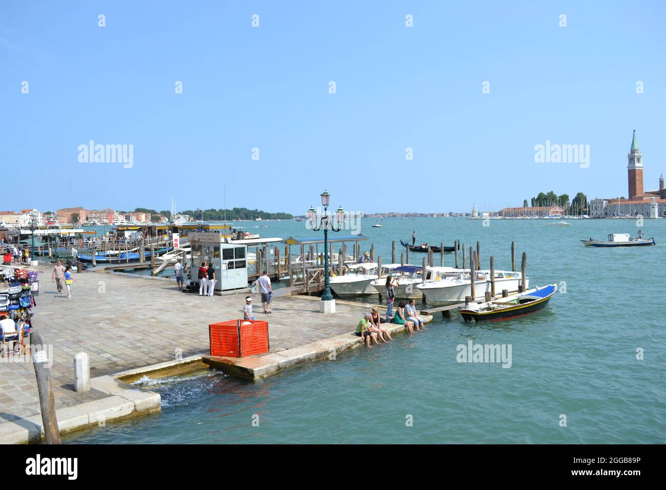 View of the docks in the grand canal at venice during the day Stock ...